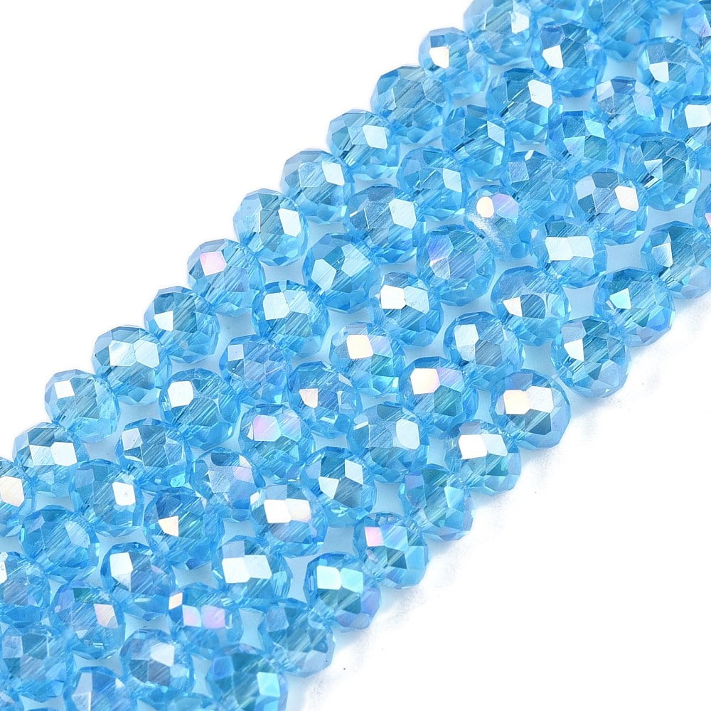 Electroplate Glass Beads Strands AB color Plated Faceted Rondelle Deep ...
