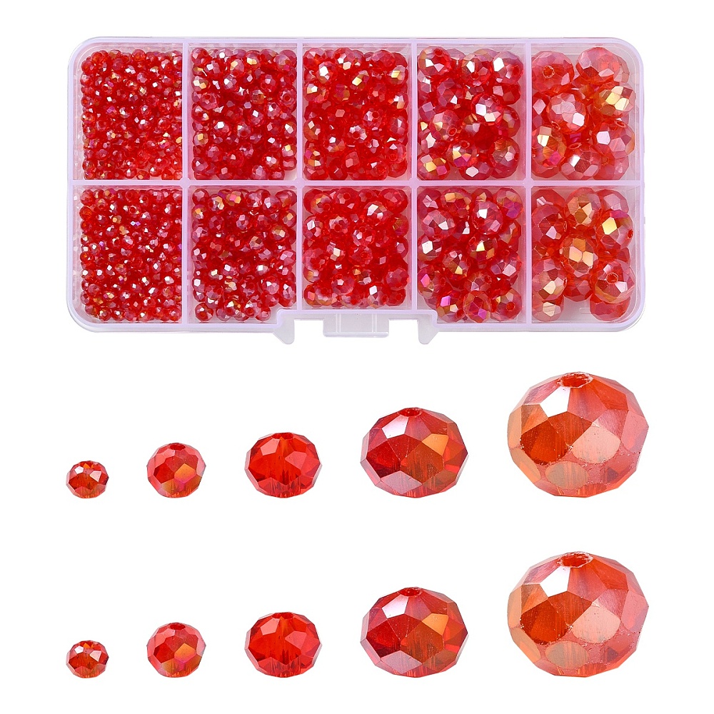 Electroplate Glass Beads Strands AB color Plated Faceted Rondelle Red 3 ...