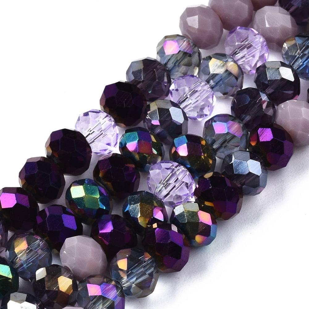 Electroplate Glass Beads Strands Faceted Rondelle Lilac 5.5~6x5mm Hole ...