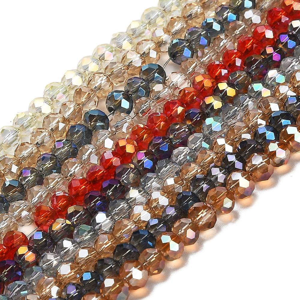 Electroplate Glass Beads Strands Faceted Rondelle Mixed Color 4x3mm ...