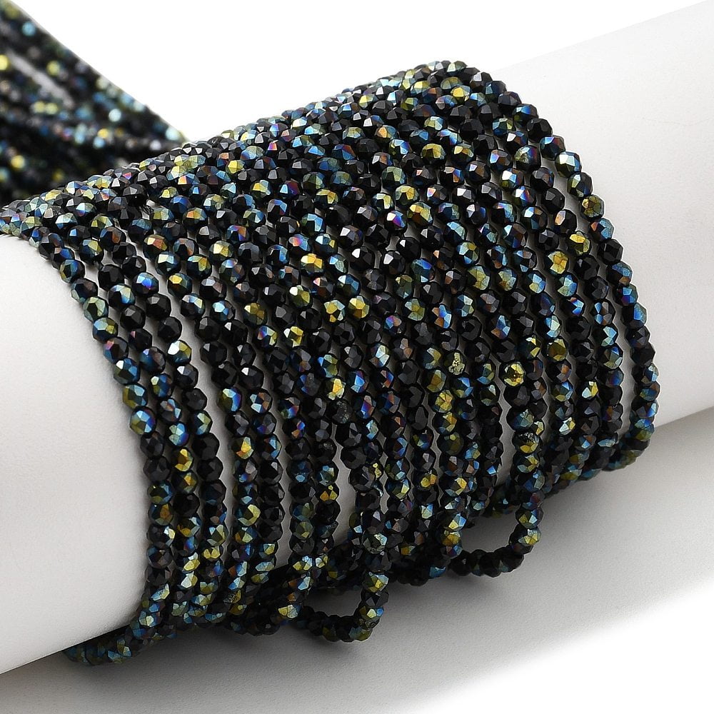 Electroplate Glass Beads Strands Half Plated Faceted Round AB color ...