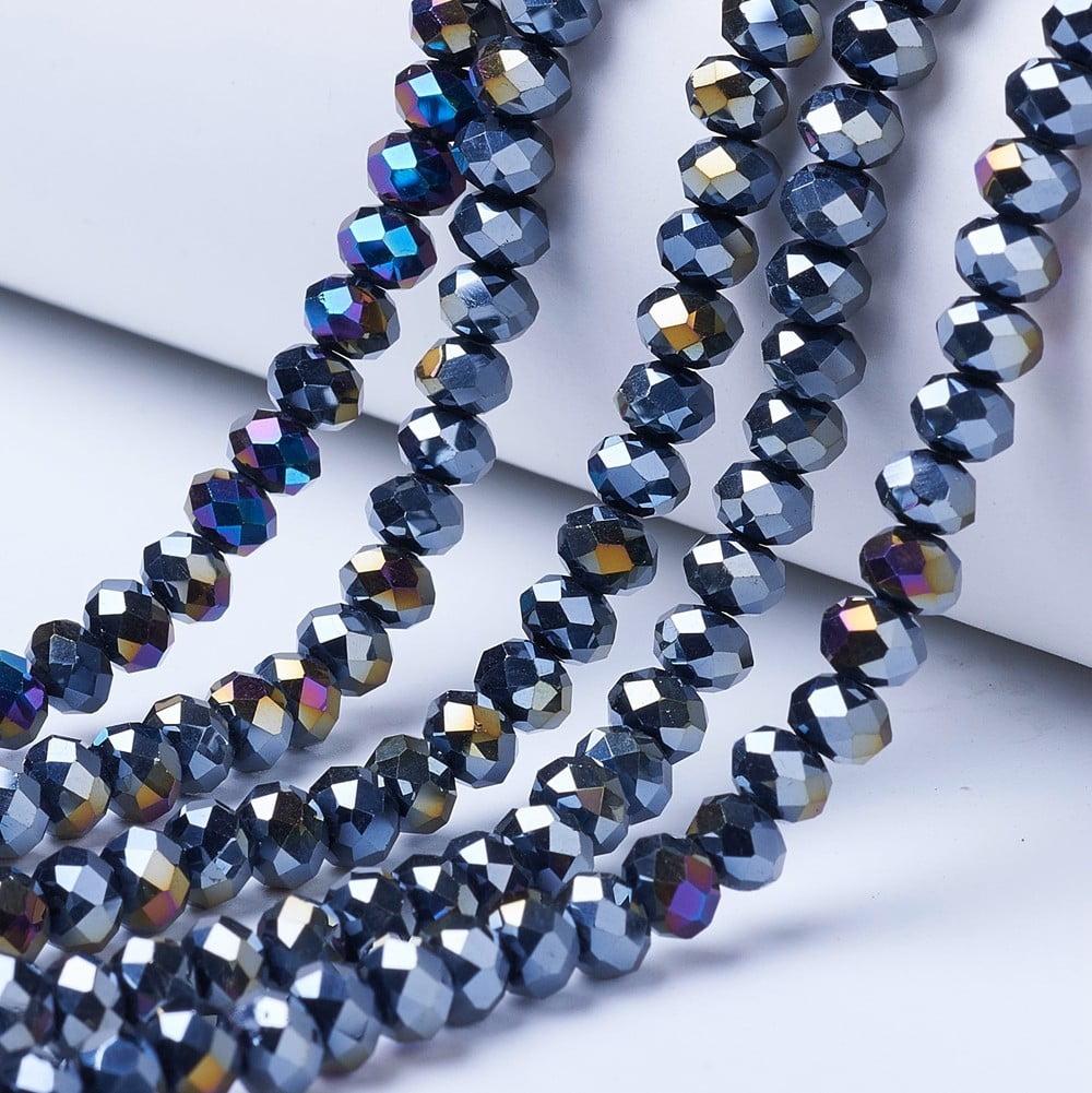 Electroplate Glass Beads Strands Opaque Solid color AB color Plated ...
