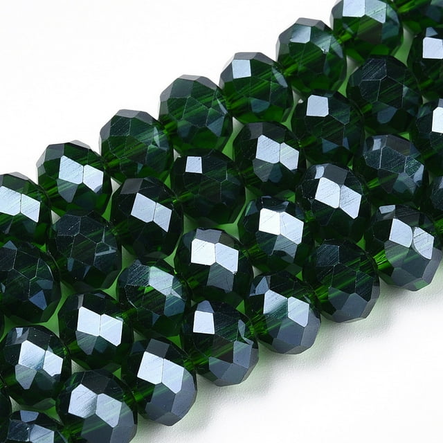 Electroplate Glass Beads Strands Pearl Luster Plated Faceted Rondelle Dark Green 2.3~2.7x2mm ...