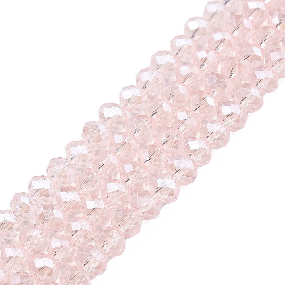 Electroplate Glass Beads Strands Pearl Luster Plated Faceted Rondelle Pink 2.3~2.7x2mm Hole: 0 ...