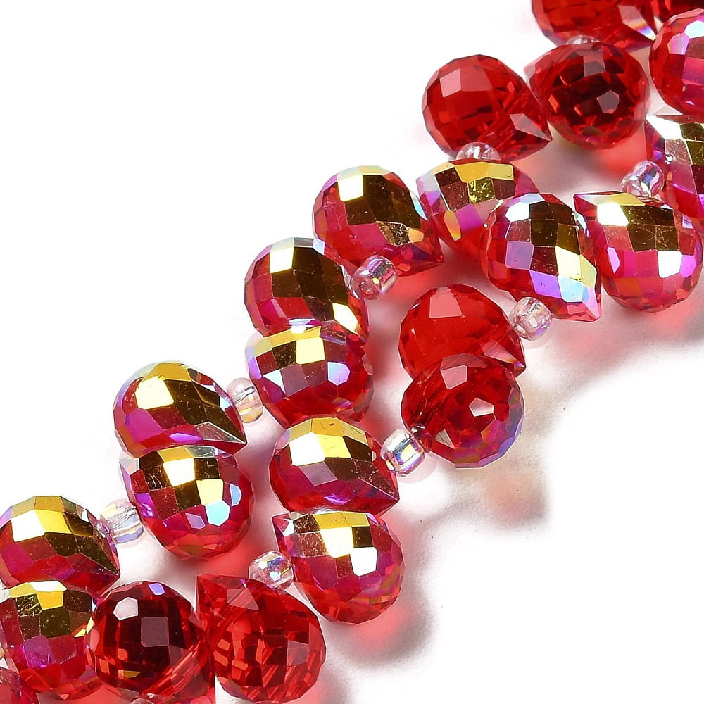 Electroplate Glass Beads Strands Teardrop Red 10~11x8mm Hole: 1mm about ...