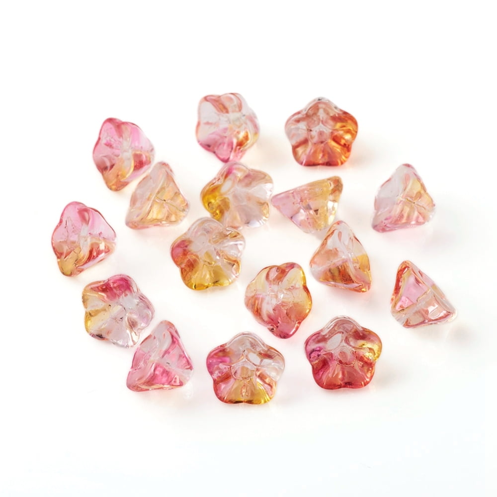 Electroplate Glass Beads Trumpet Flower Tomato 8.5x8x5.5mm Hole: 1mm ...
