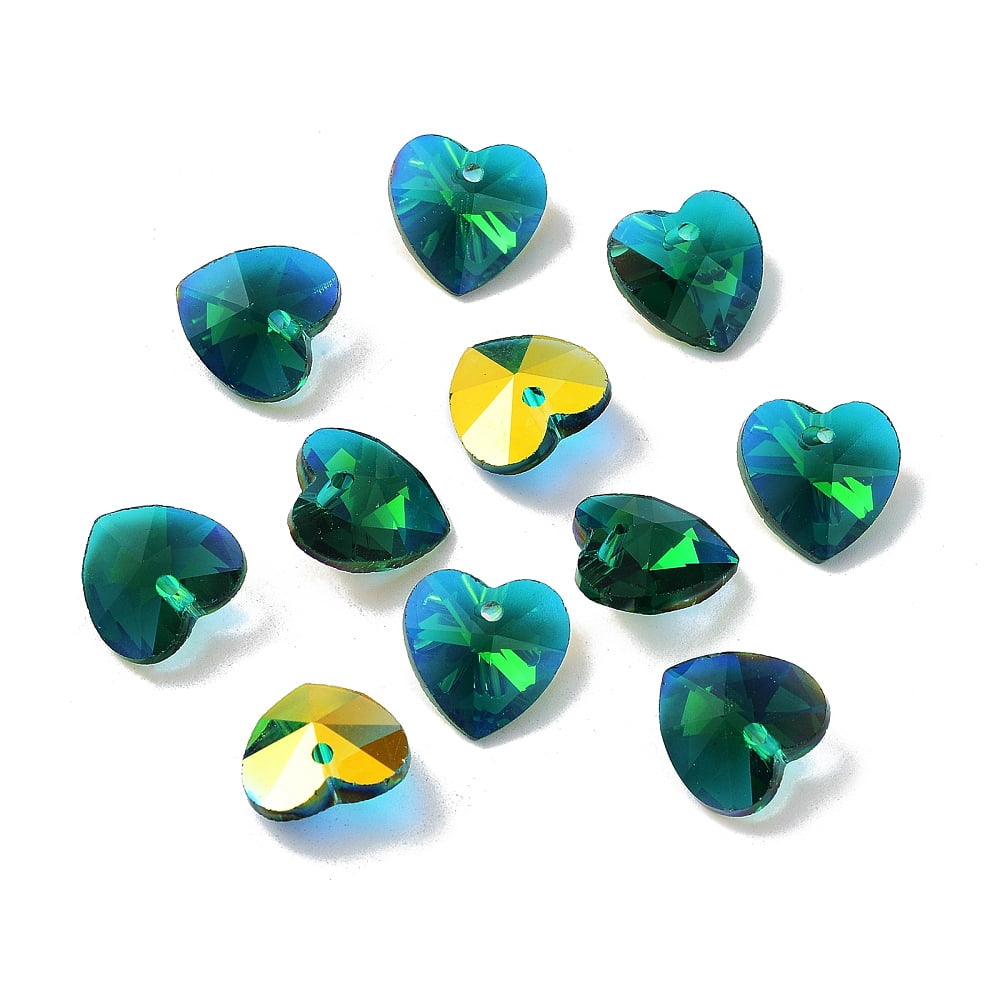 Electroplate Glass Charms AB color Plated Faceted Heart Medium Spring ...