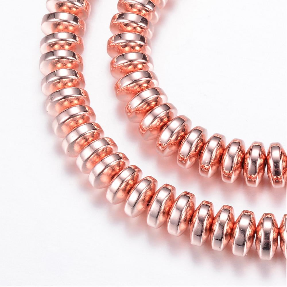 Electroplate Non-magnetic Hematite Bead Strands Rondelle Rose Gold ...