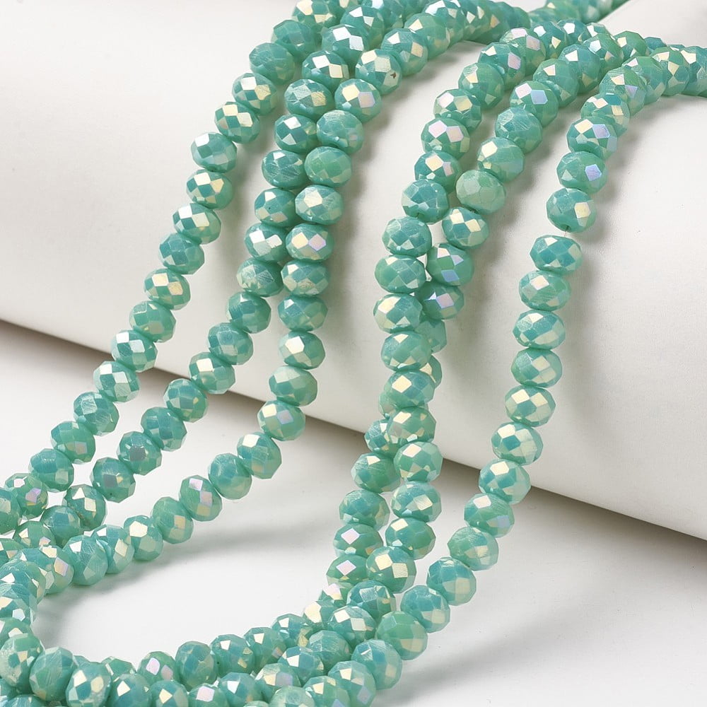Electroplate Opaque Glass Beads Strands Full Rainbow Plated Faceted ...