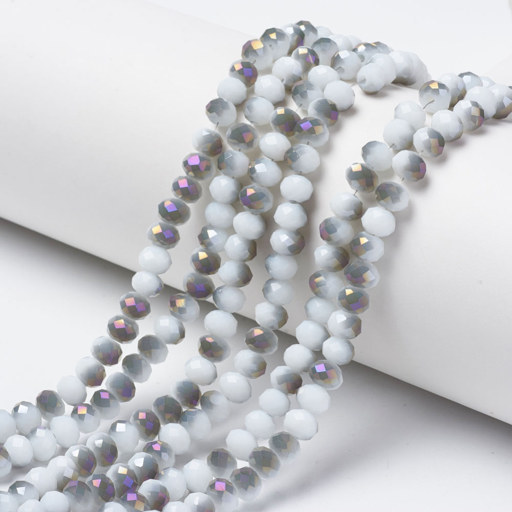 Electroplate Opaque Glass Beads Strands Half Purple Plated Faceted ...