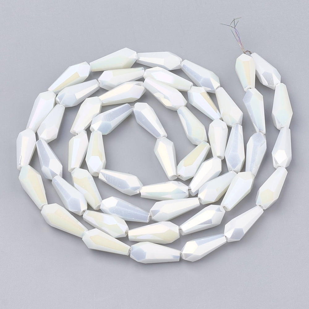 Electroplate Opaque Solid color Glass Beads Strands Faceted Vase Creamy ...