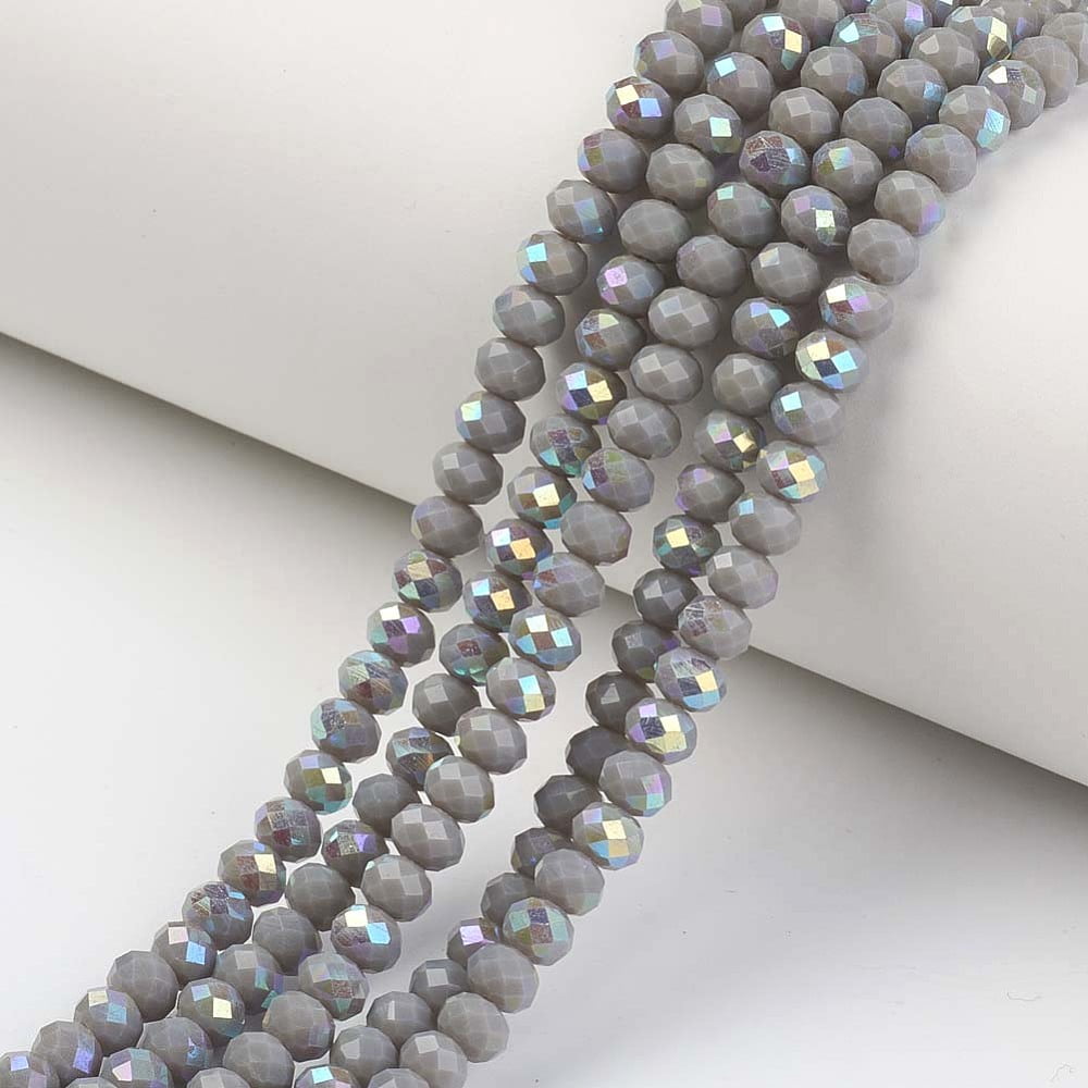 Electroplate Opaque Solid color Glass Beads Strands Half Rainbow Plated ...