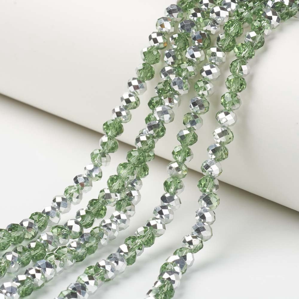 Electroplate Transparent Glass Beads Strands Half Silver Plated Faceted ...