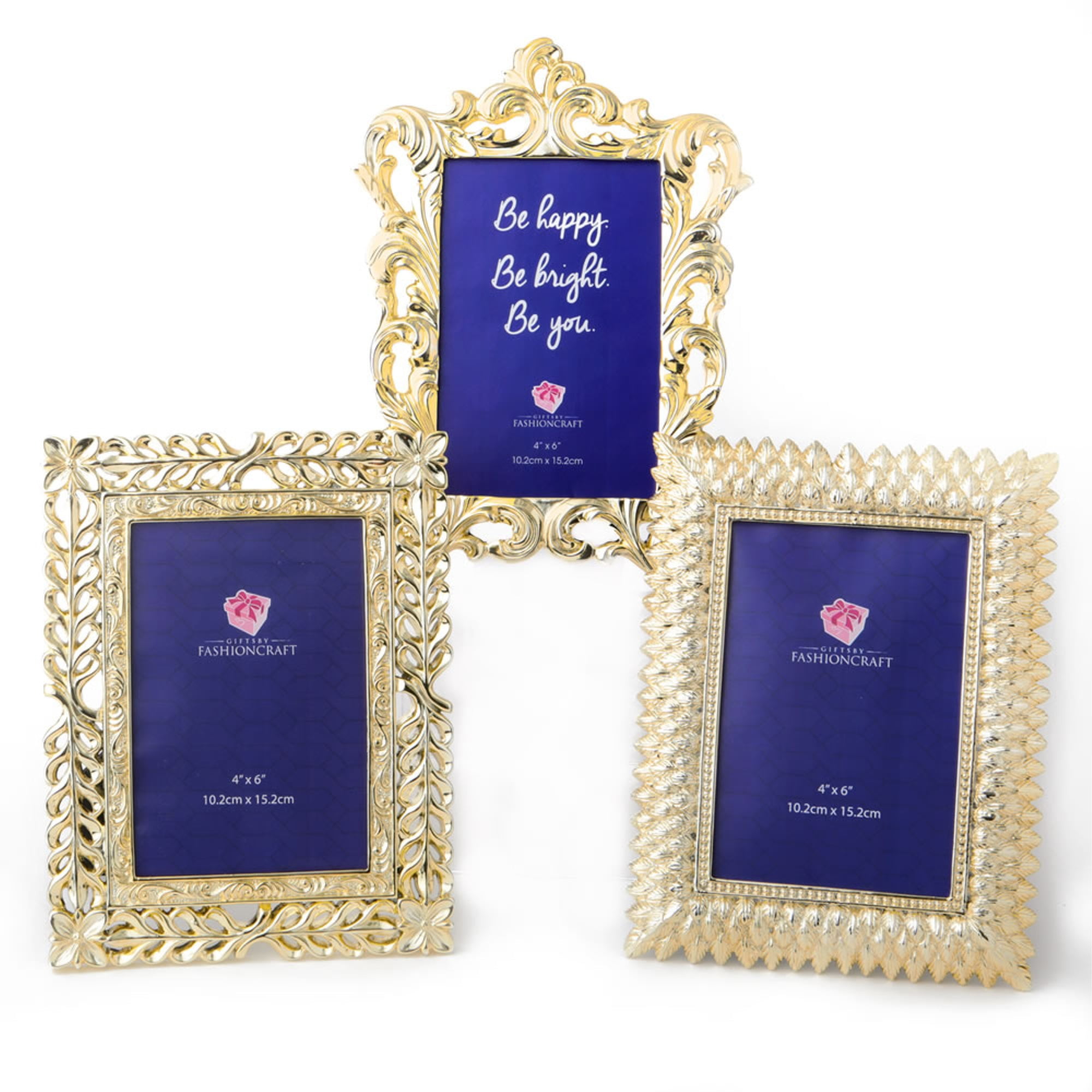 Electroplate gold 4x6 frames - 3 assorted styles - Walmart.com