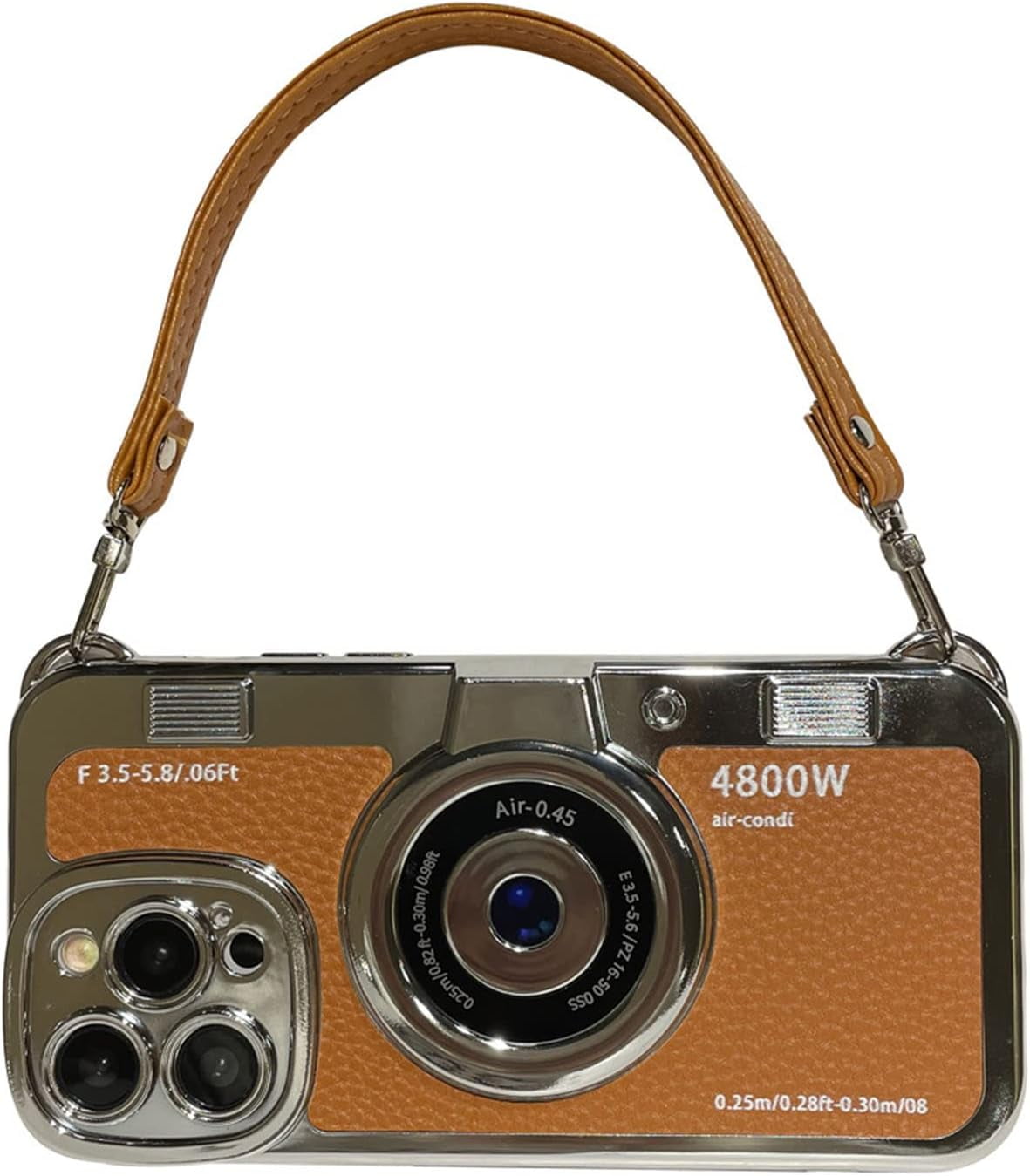 Electroplated Camera Phone Case with Hand Strap, Vintage Style Camera ...