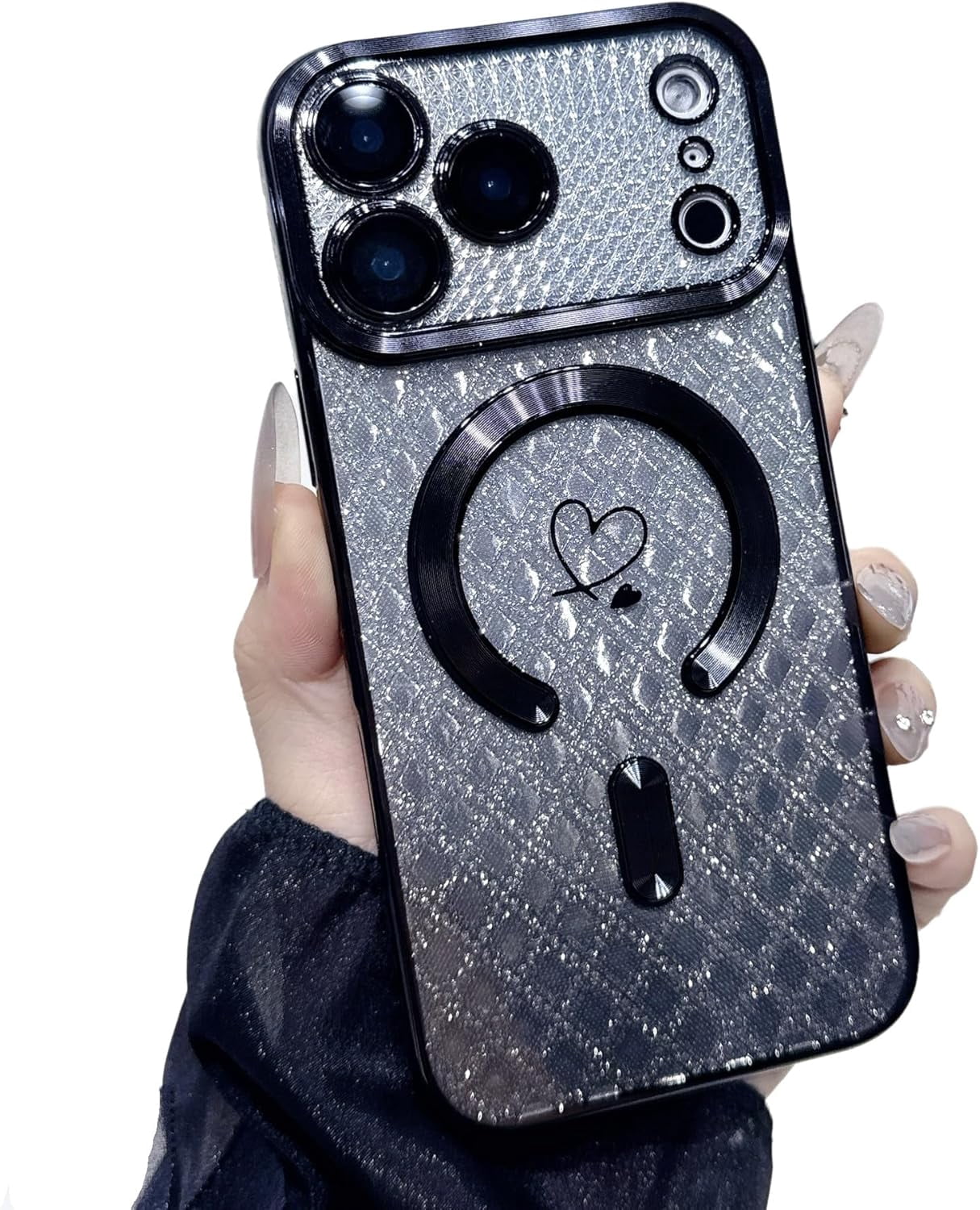 Electroplated Camera Protection Diamond Pattern Bling Glitter Magnetic ...