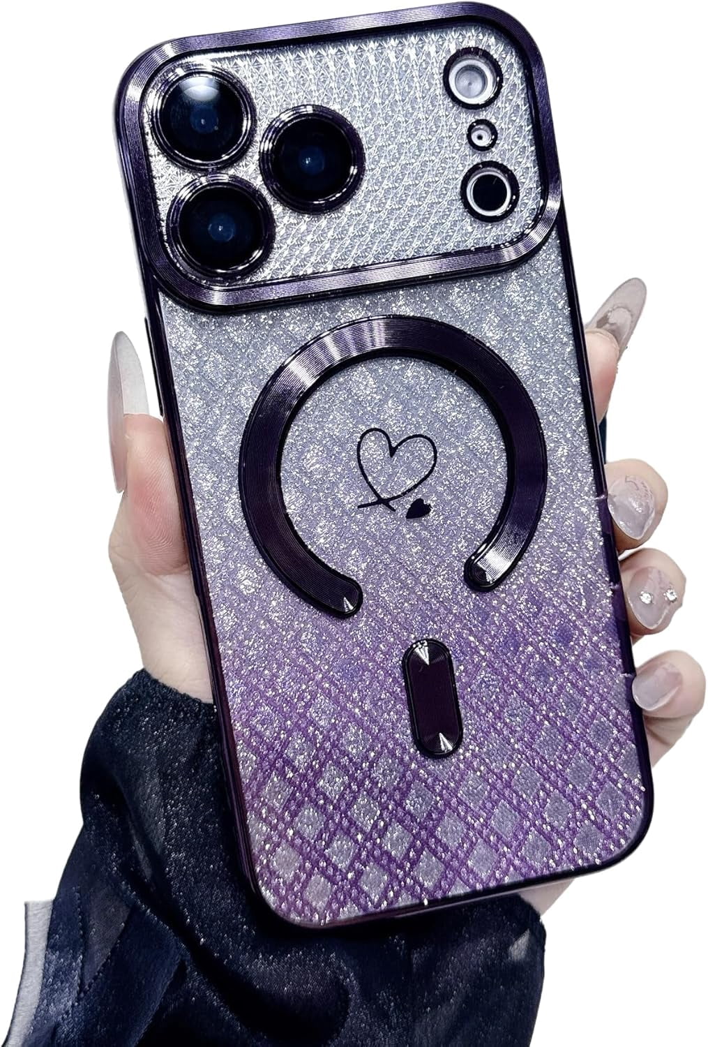 Electroplated Camera Protection Diamond Pattern Bling Glitter Magnetic ...