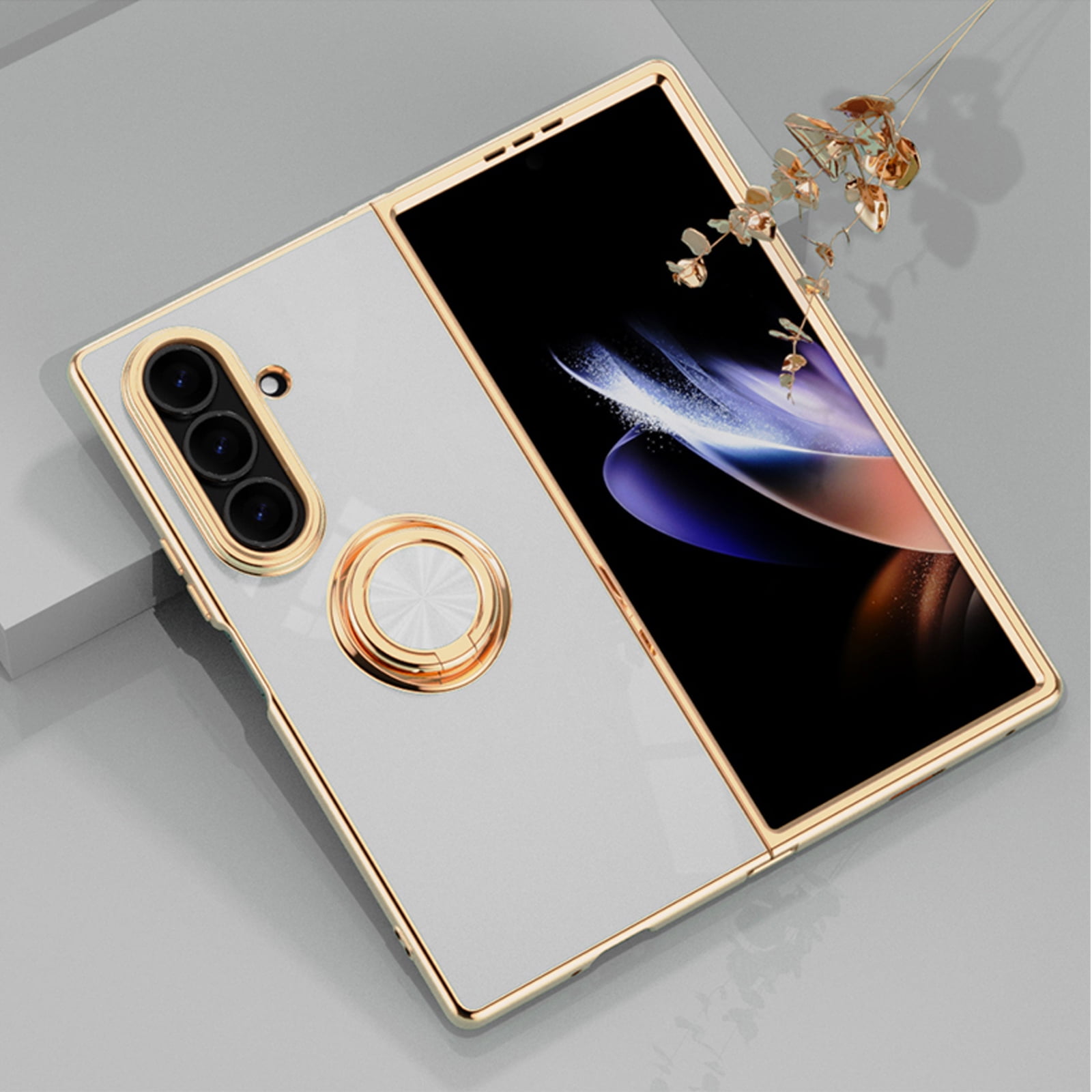 Electroplated Case for Samsung Galaxy Z Fold 7 with Rotatable Metal ...