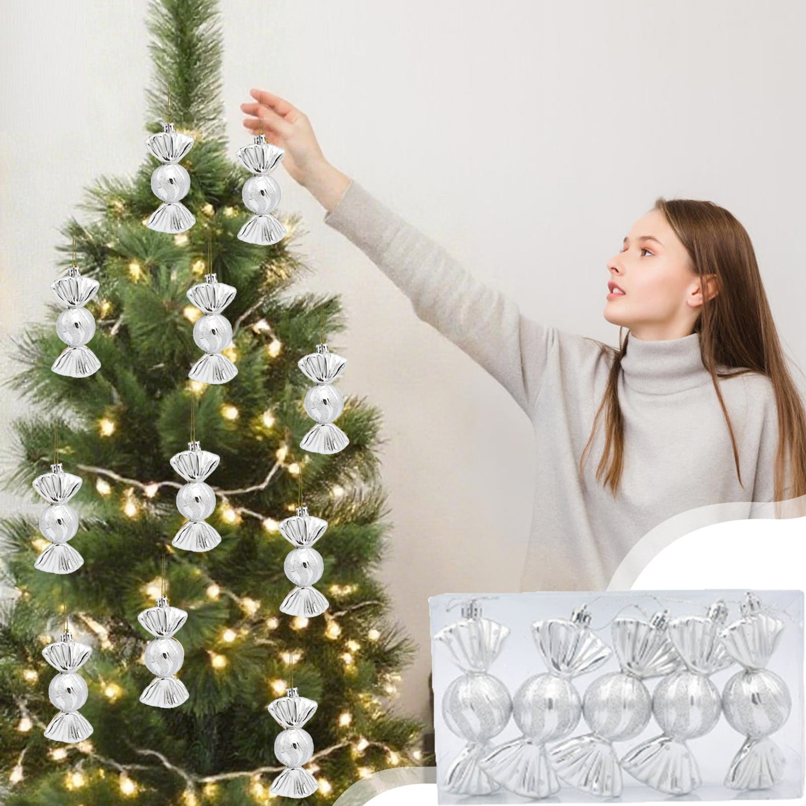 Electroplated Christmas Candy Ornaments | Shiny Plastic Tree ...
