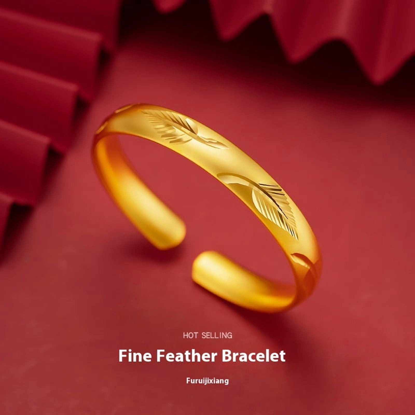 Electroplated Gold Ancient Feather Bracelet - Walmart.com