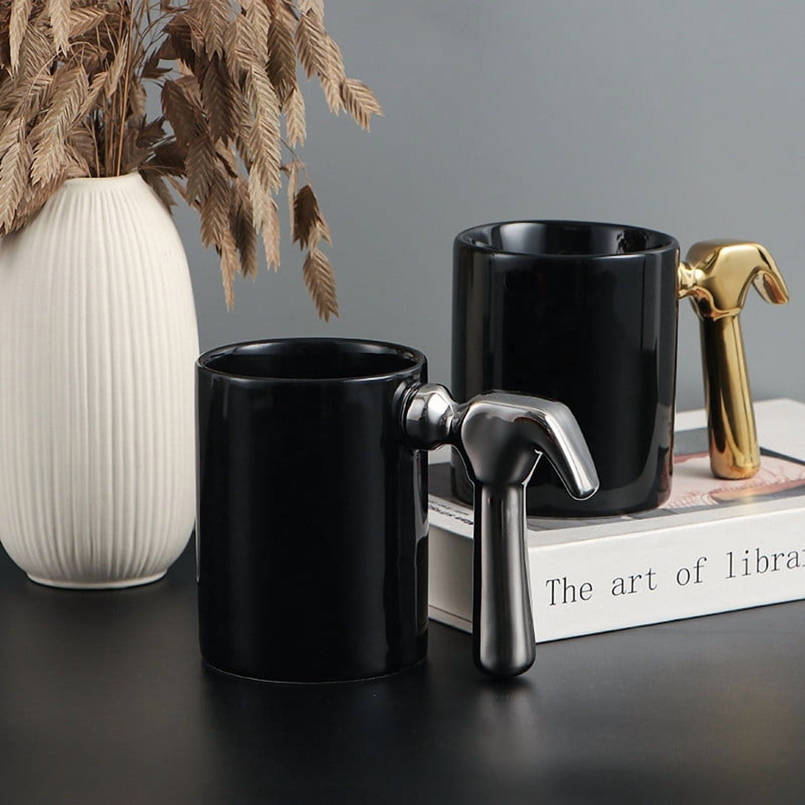 Electroplated Gold Ceramic Mug with Ergonomic Handle, Coffee Tea Cup ...