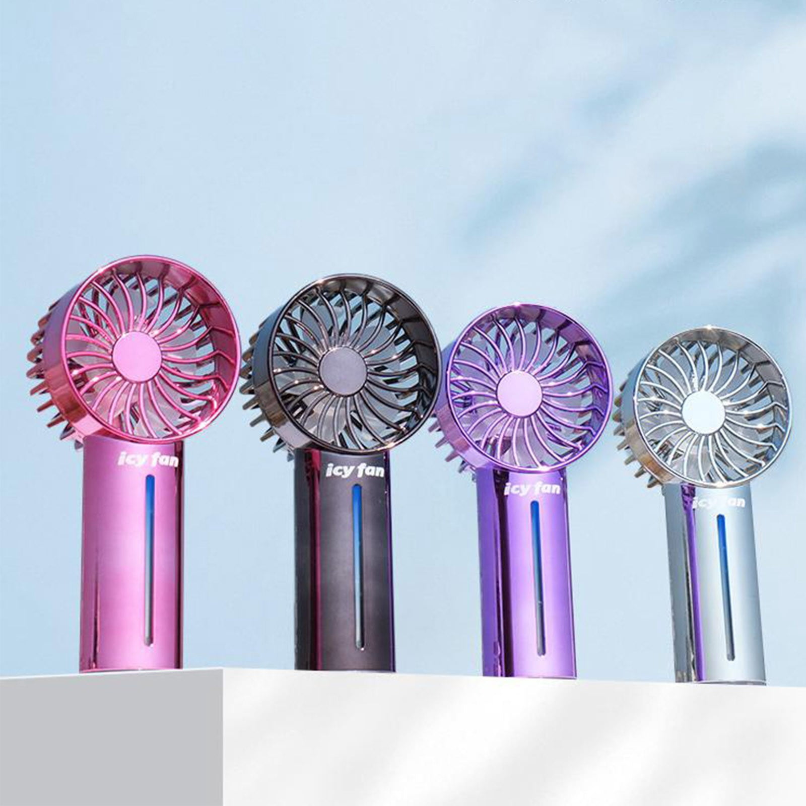 Electroplated Handheld Spray Fan, USB Rechargeable Portable Mini ...