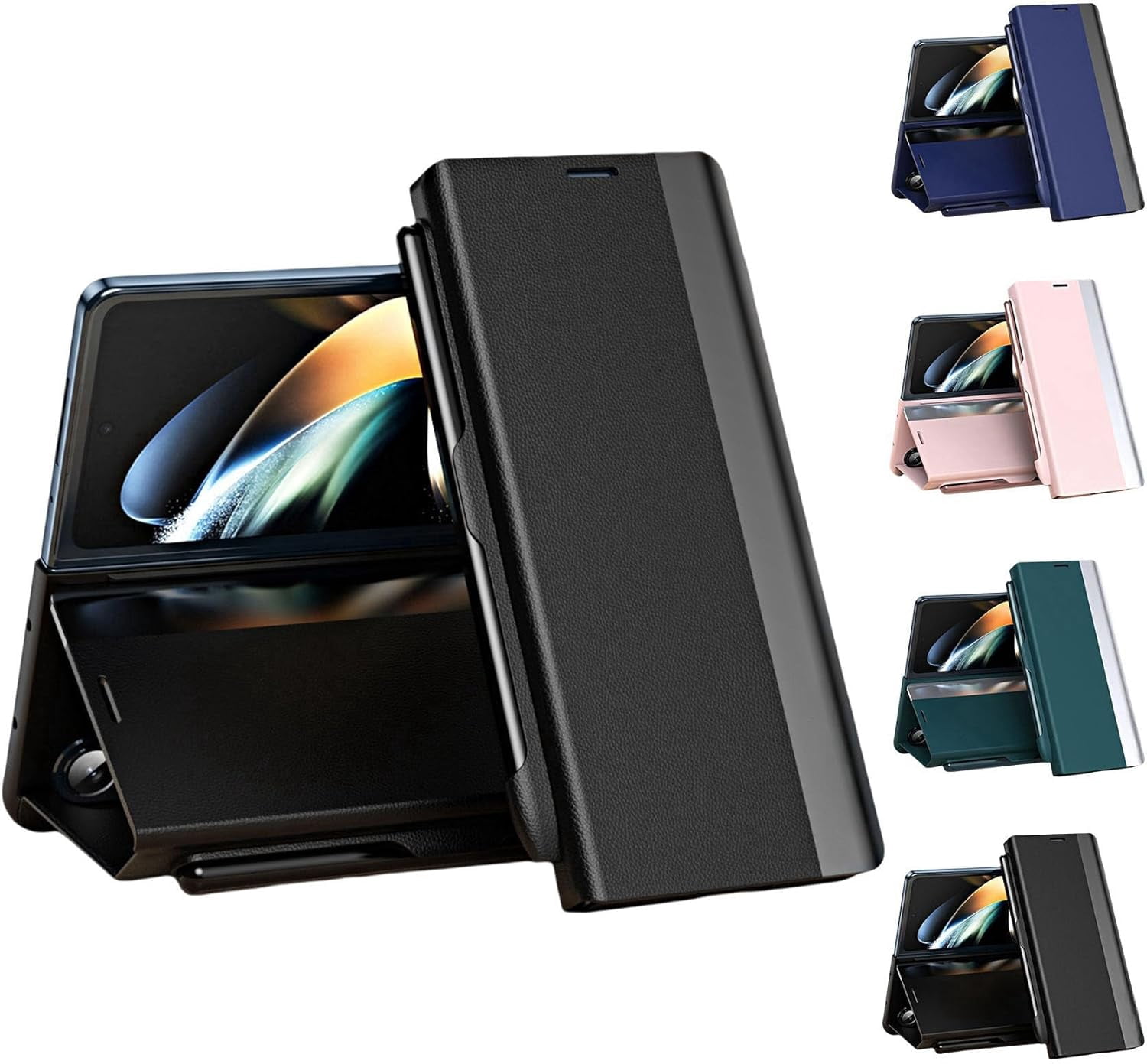 Electroplated Leather Magnetic Phone Case for Galaxy Z Fold 2/3/4/5/6 ...