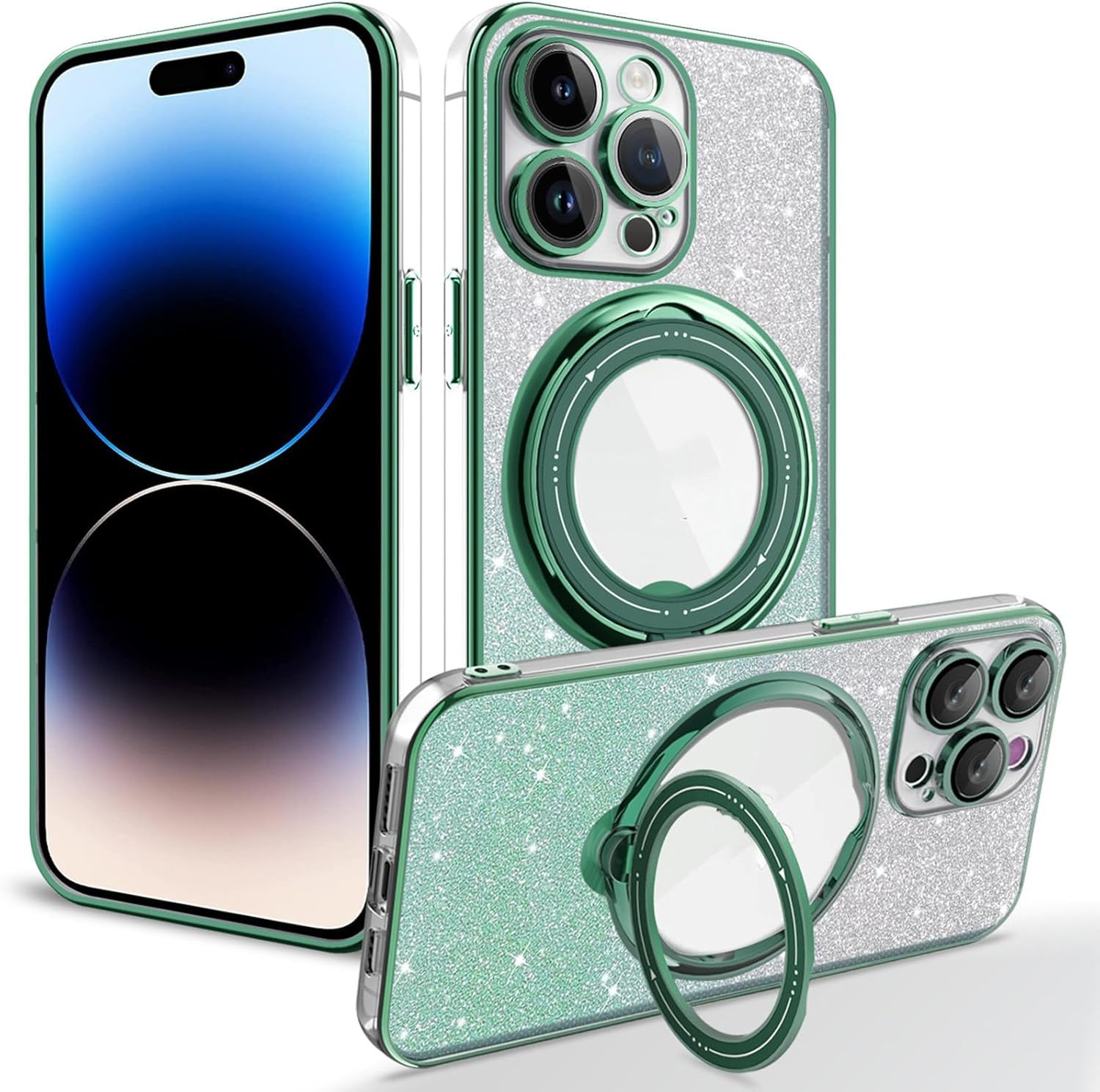 Electroplated Magnetic Glitter for iPhone Case with Invisible Stand, Recognizeknow Electroplated ...