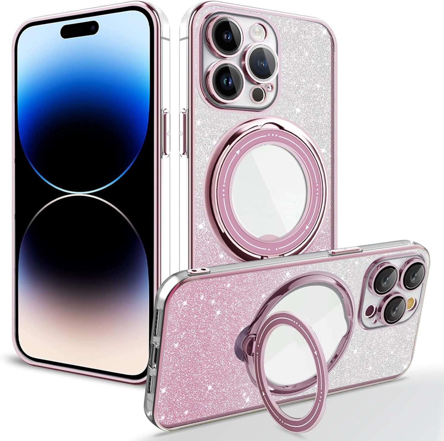 Electroplated Magnetic Glitter for iPhone Case with Invisible Stand, Recognizeknow Electroplated ...