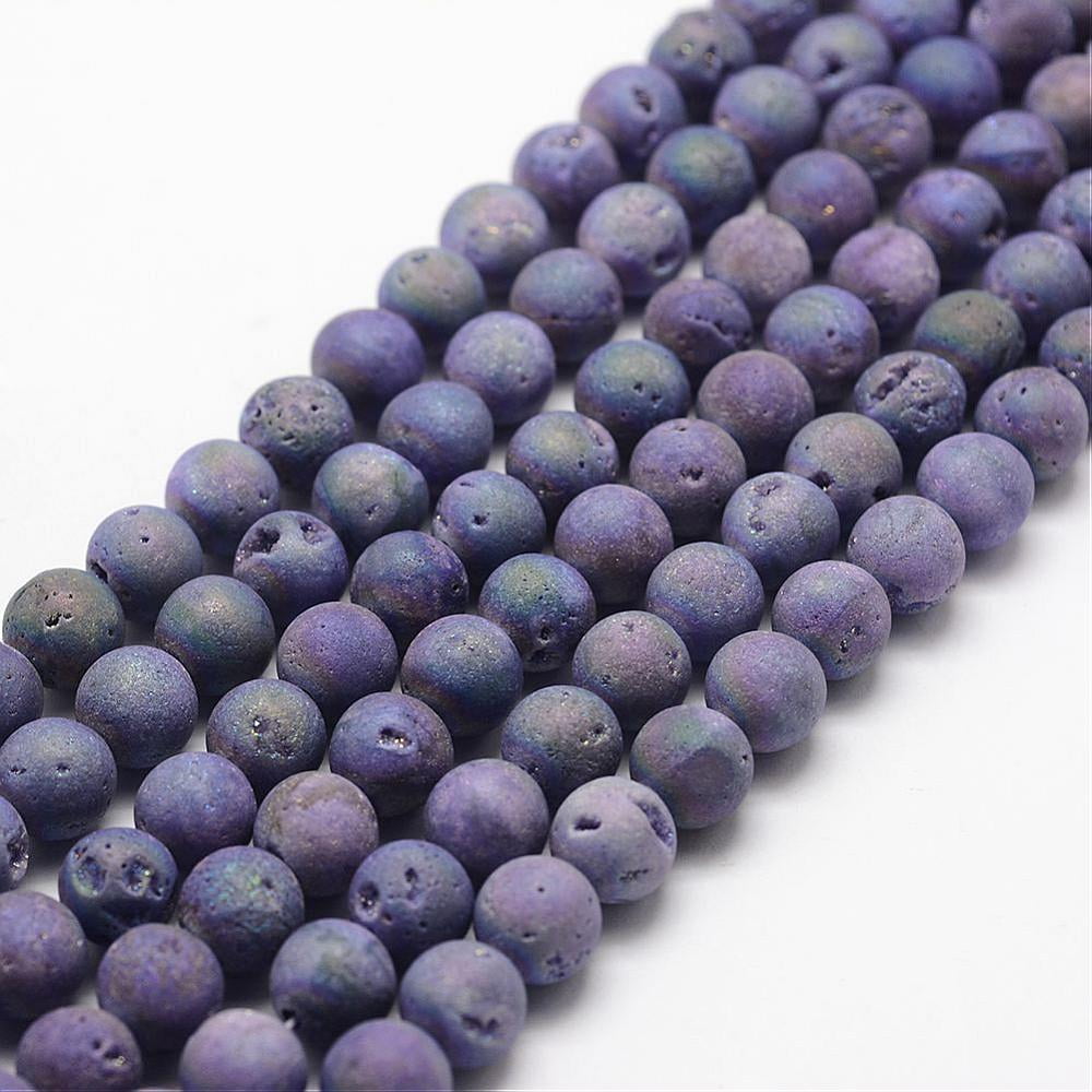 Electroplated Natural Quartz Crystal Beads Strands Druzy Geode Crystal ...