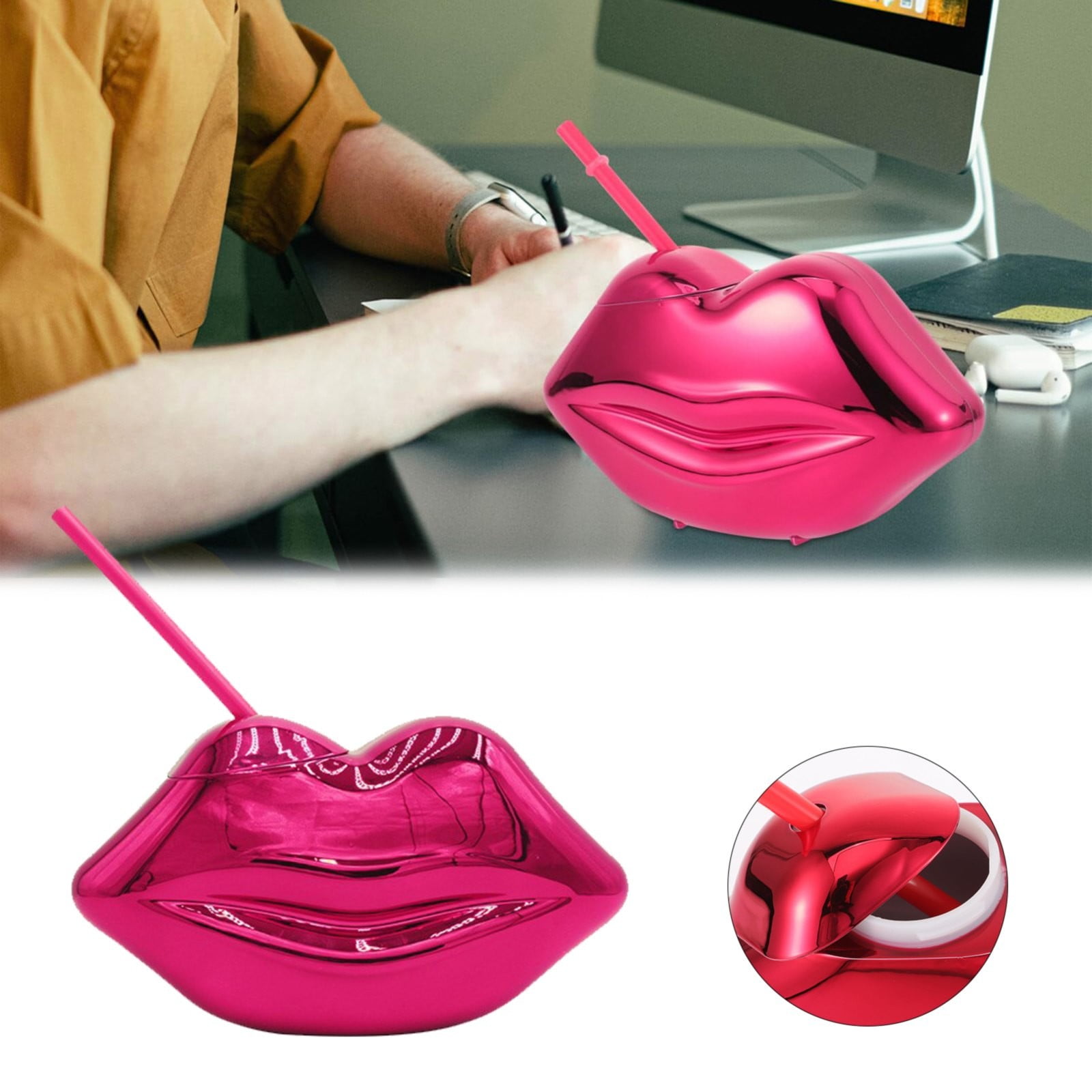 Electroplated Plastic Cups Creative Drinking Cups Red Lip Shaped ...