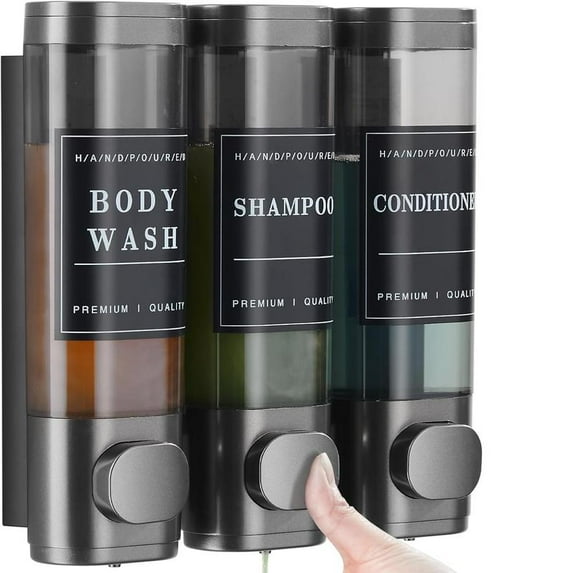 Electroplated Silver Shampoo & Conditioner Dispenser - 3 Chamber No ...