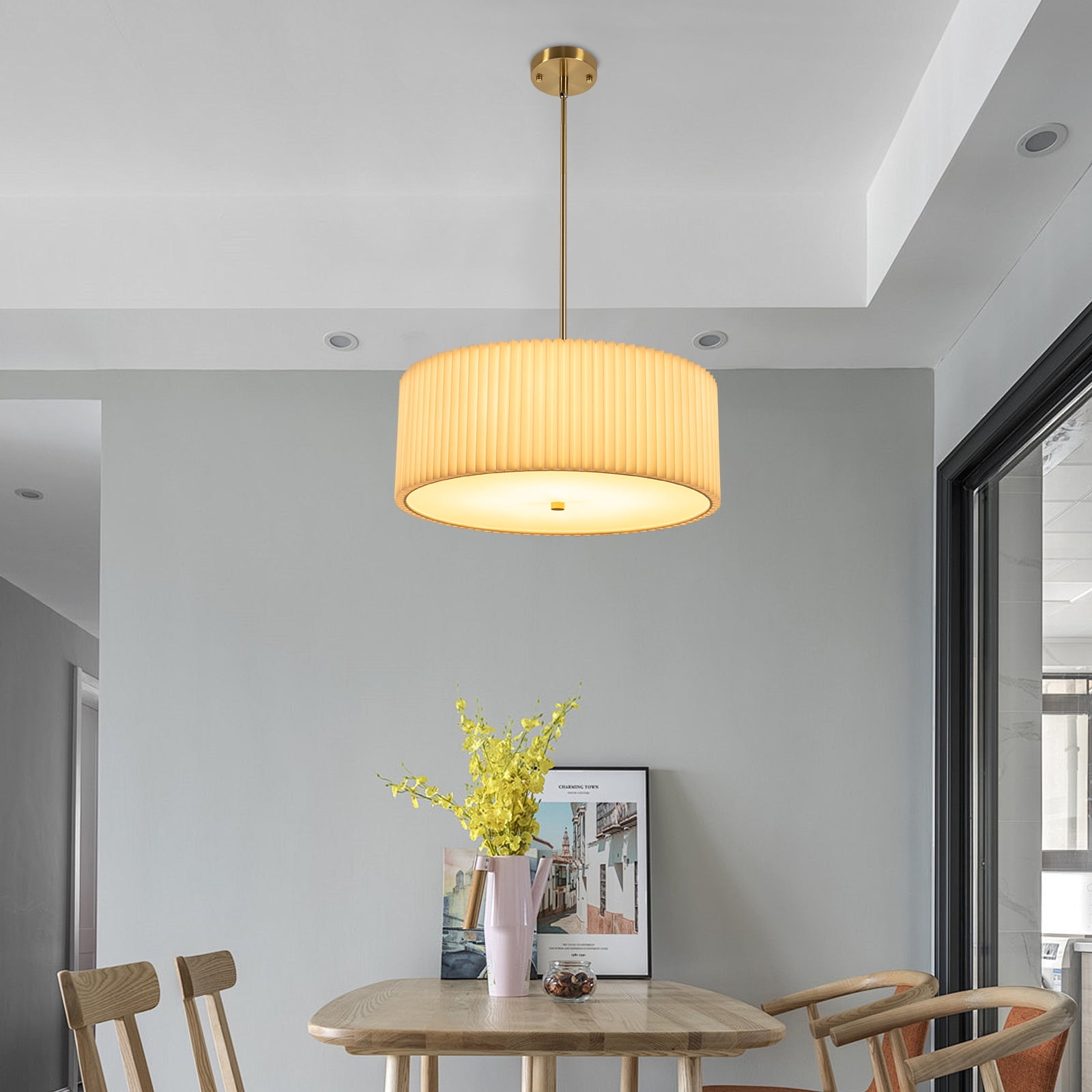 Electroplated White Pendant Lighting - Ceiling-Mounted, 39.4in Lamp Rod ...