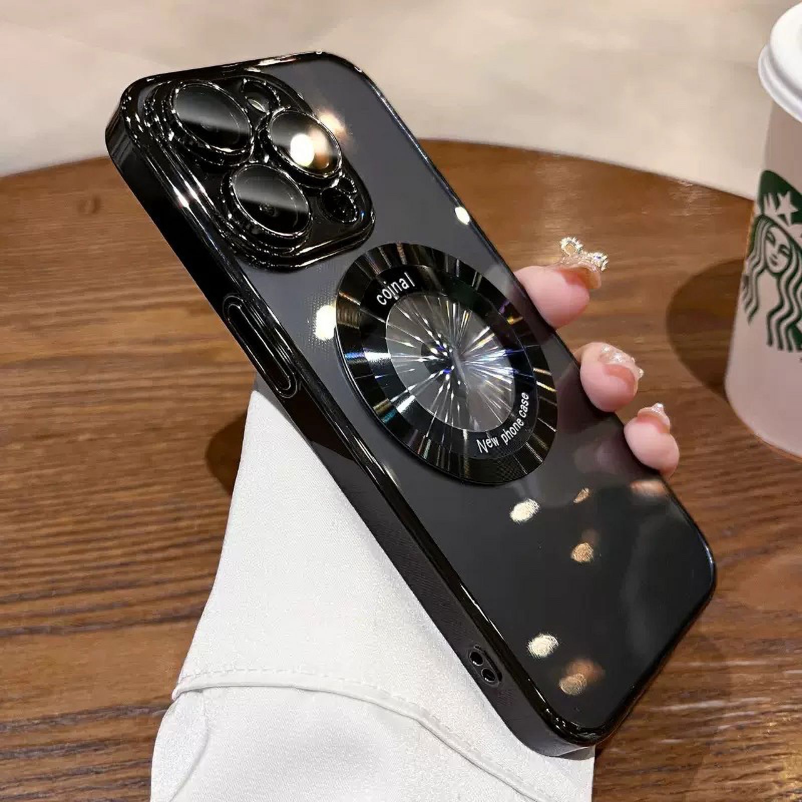 Electroplated logo leakage magnetic magnifying glass phone case for ...