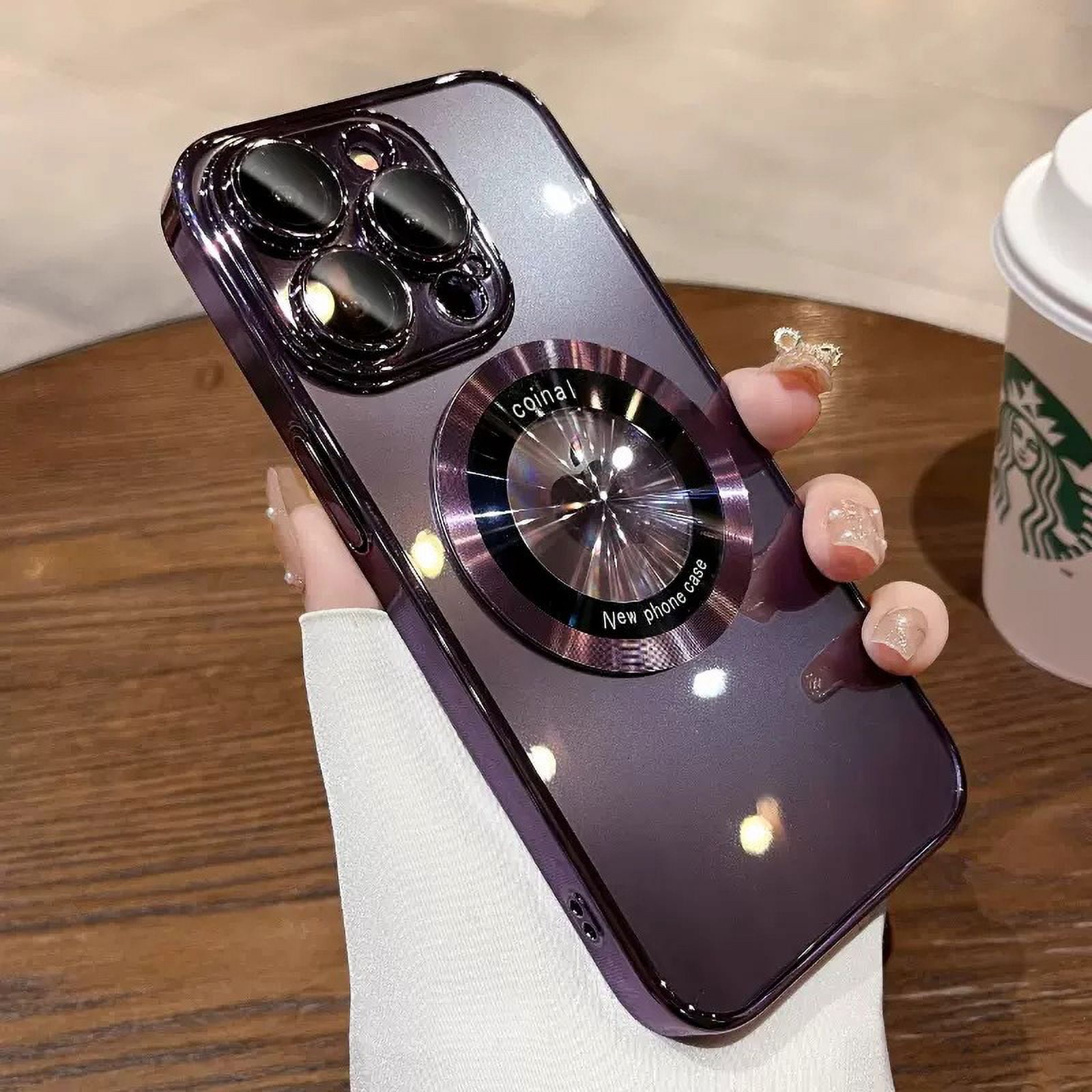 Electroplated logo leakage magnetic magnifying glass phone case for ...