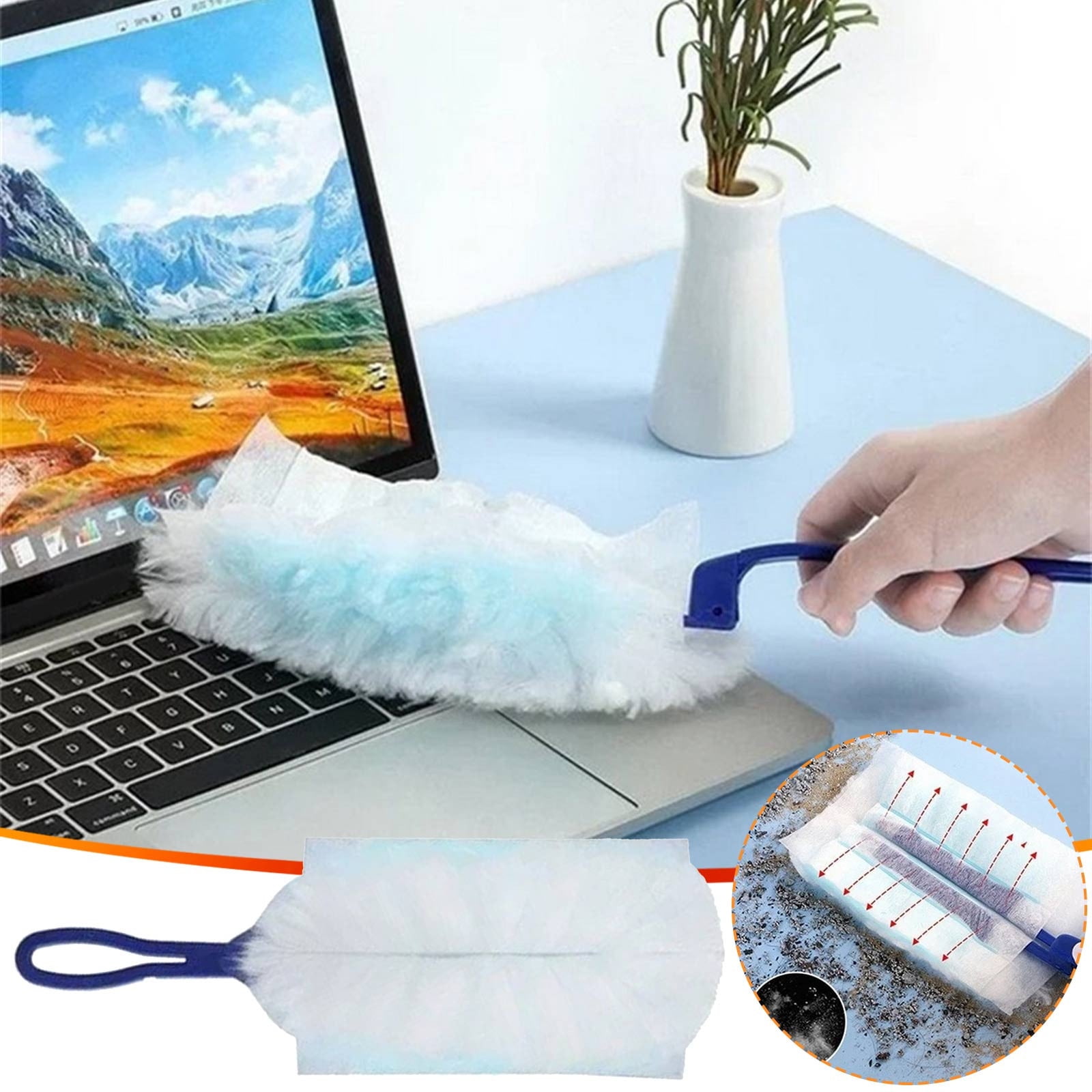 Electrostatic Duster with 30 Replacement Heads | Microfiber Dust ...