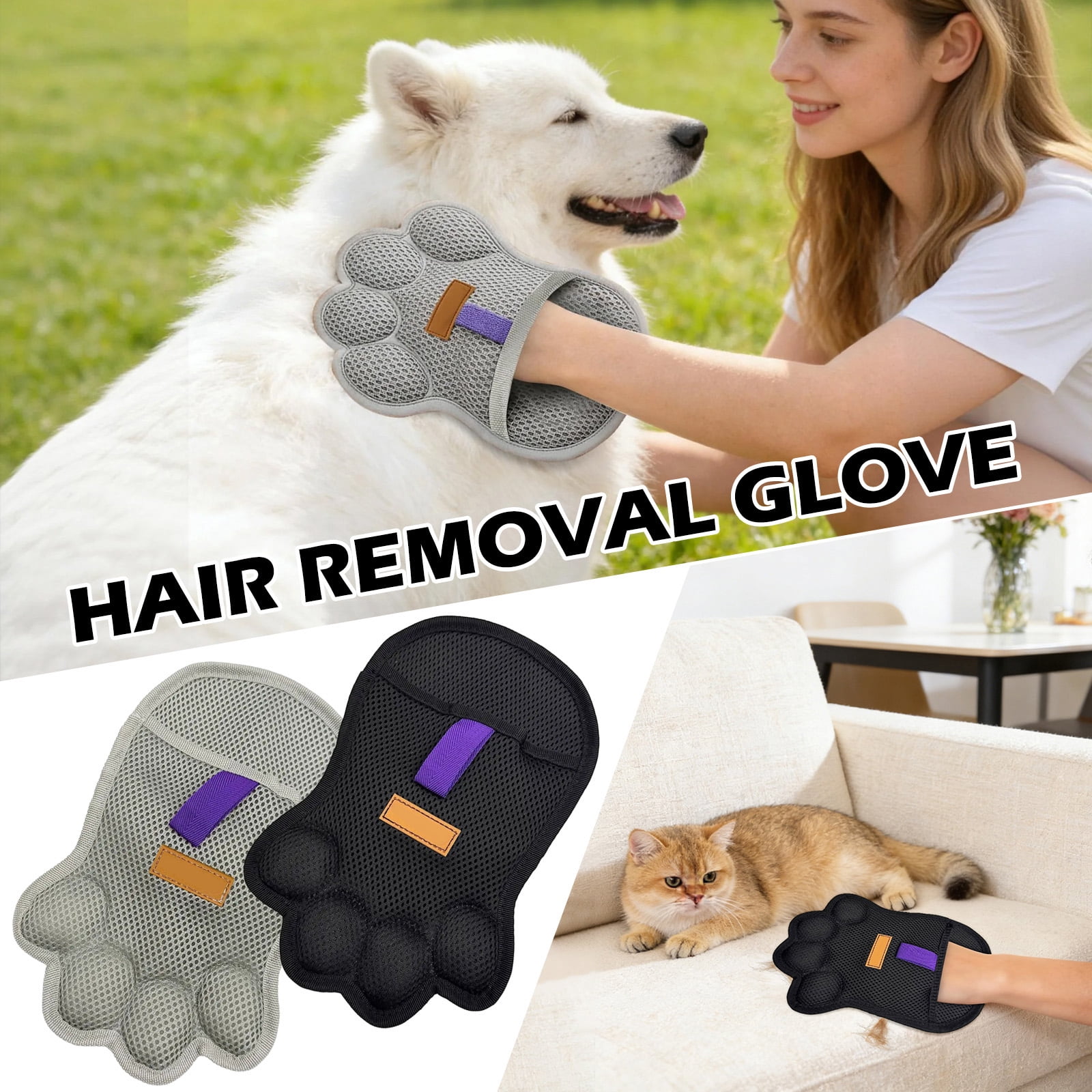 Electrostatic Reusable Glove for Long/Short Coat Pets, Pet Hair Remover ...