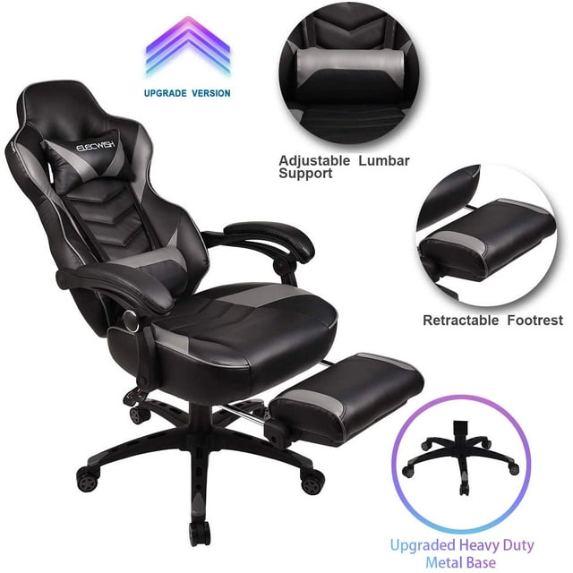 Elecwish Ergonomic Reclining Gaming Chair with Adjustable Headrest ...