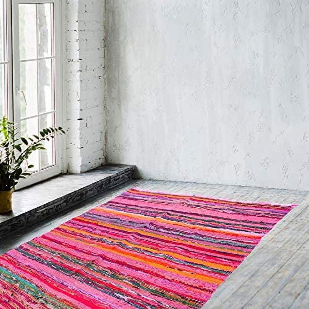 Eleet fHandmade Chindi Area Rug- Hand Woven Multicolor Recycled Cotton ...