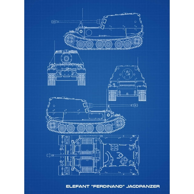 Elefant Ferdinand German Tank Destroyer Blueprint Plan Extra Large XL ...