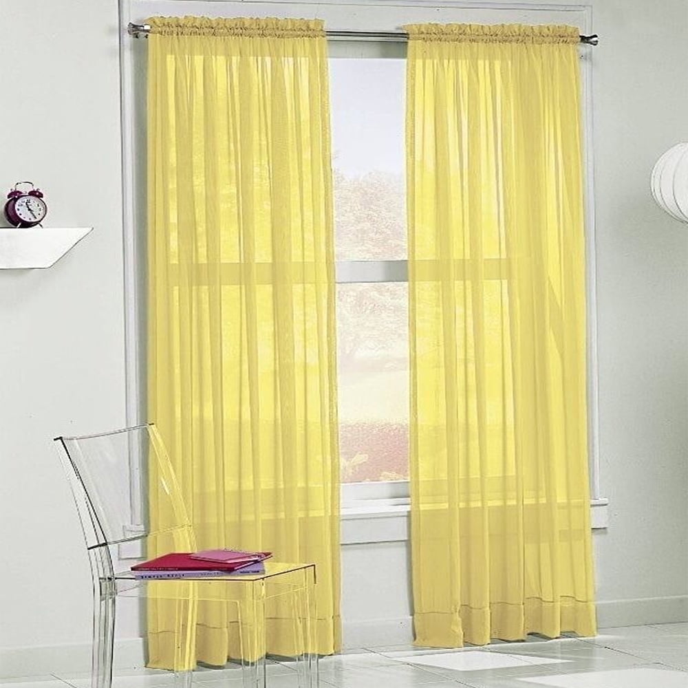 Elegance (2) Panels Sheer Window Curtains Drapes Set 84" Long Rod ...