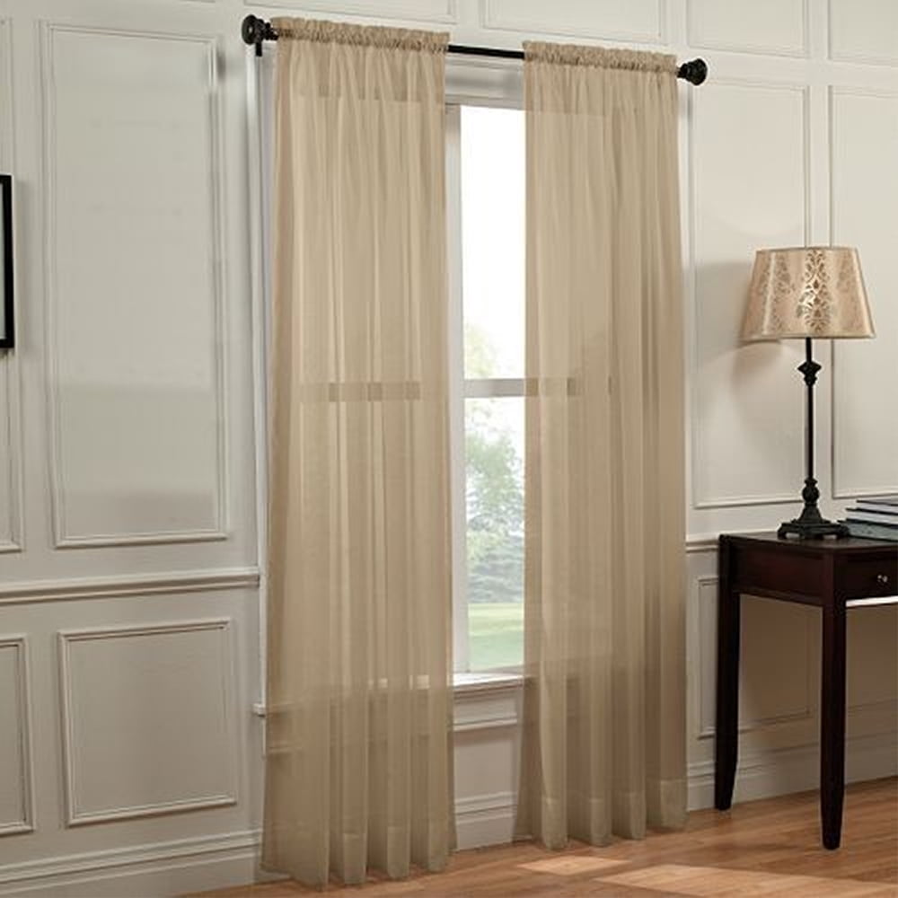 Elegance (2) Panels Sheer Window Curtains Drapes Set 84" Long Rod ...