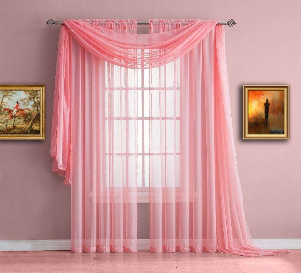 Elegance (2) Panels Sheer Window Curtains Drapes Set 84" Long Rod ...