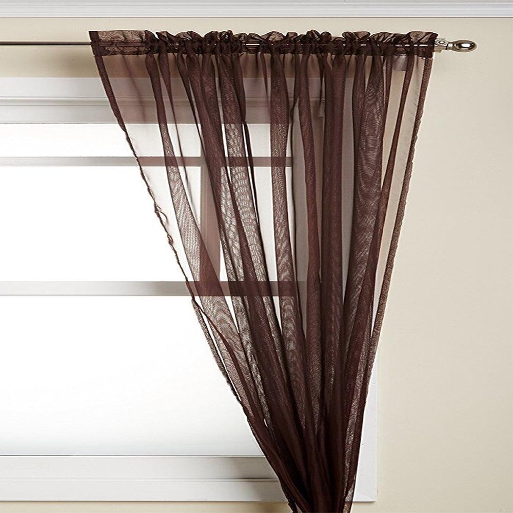 Elegance (2) Panels Sheer Window Curtains Drapes Set 84" Long Rod ...