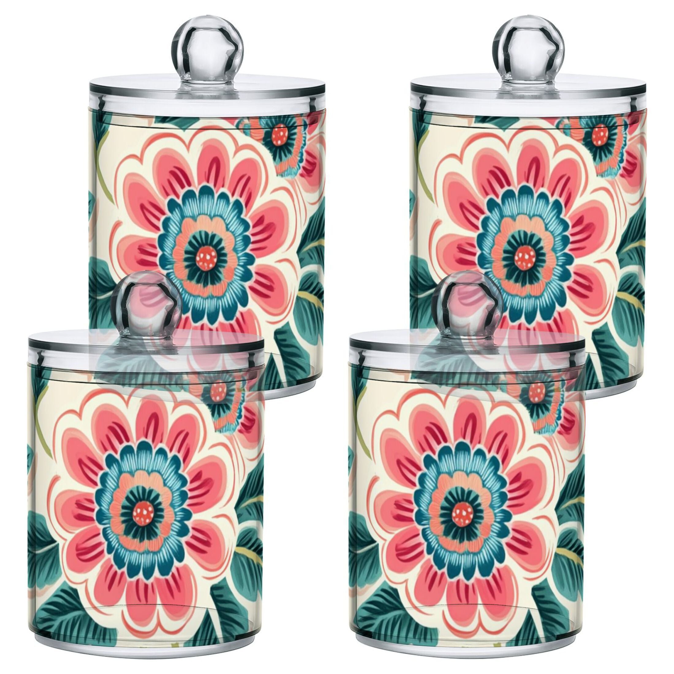 Elegance Flowers Green Leaves Translucent Plastic Cans Storage ...