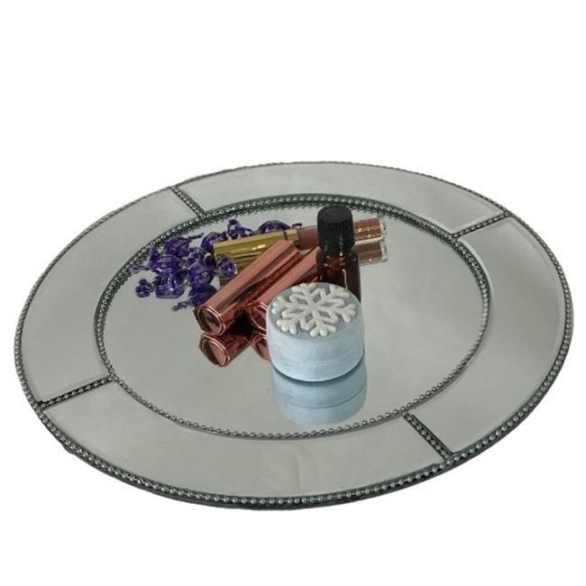 Elegance Mirrored Charger Plate with Beads Border 13 inch dia ...