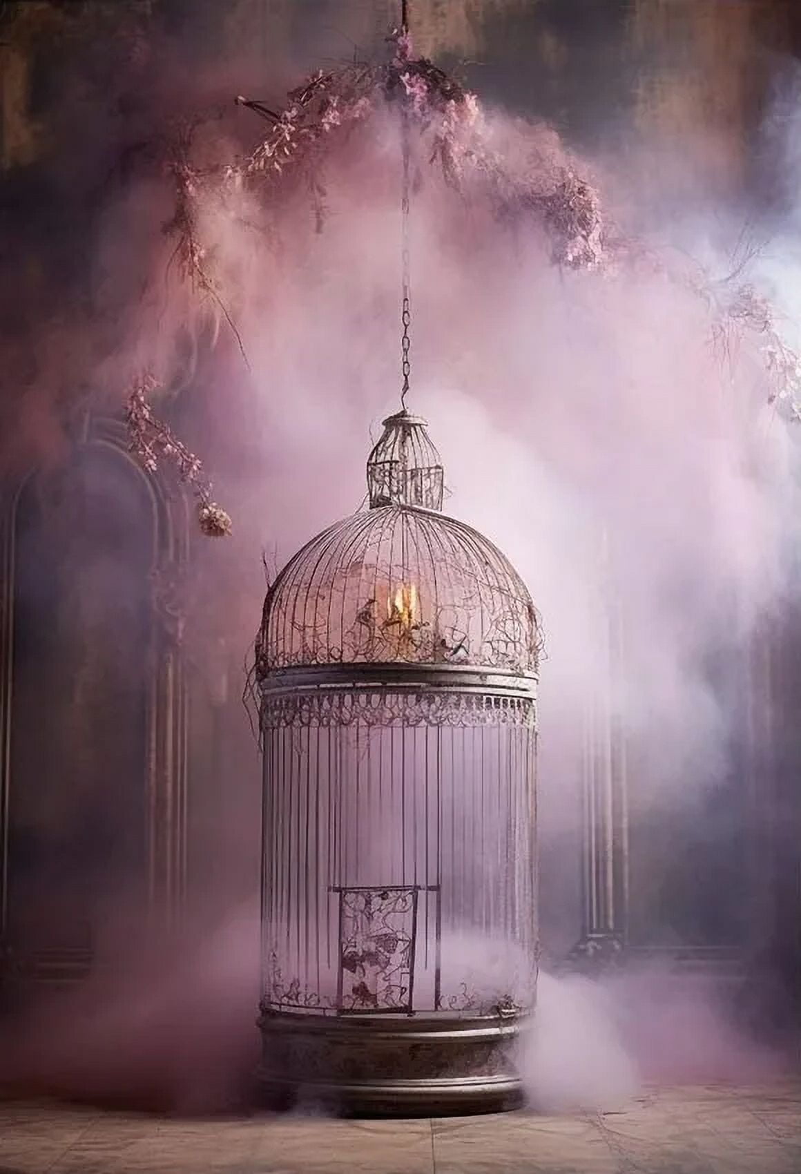 Elegance Purple Floral Cage Adult Birthday Wedding Maternity Portrait r ...