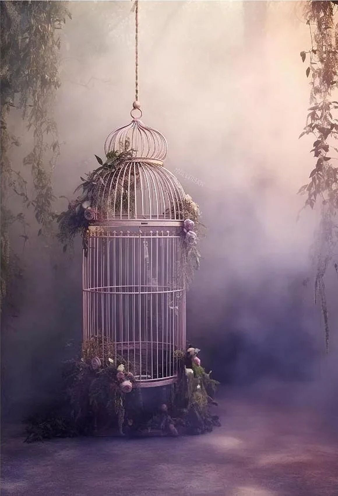 Elegance Purple Floral Cage Adult Birthday Wedding Maternity Portrait r ...