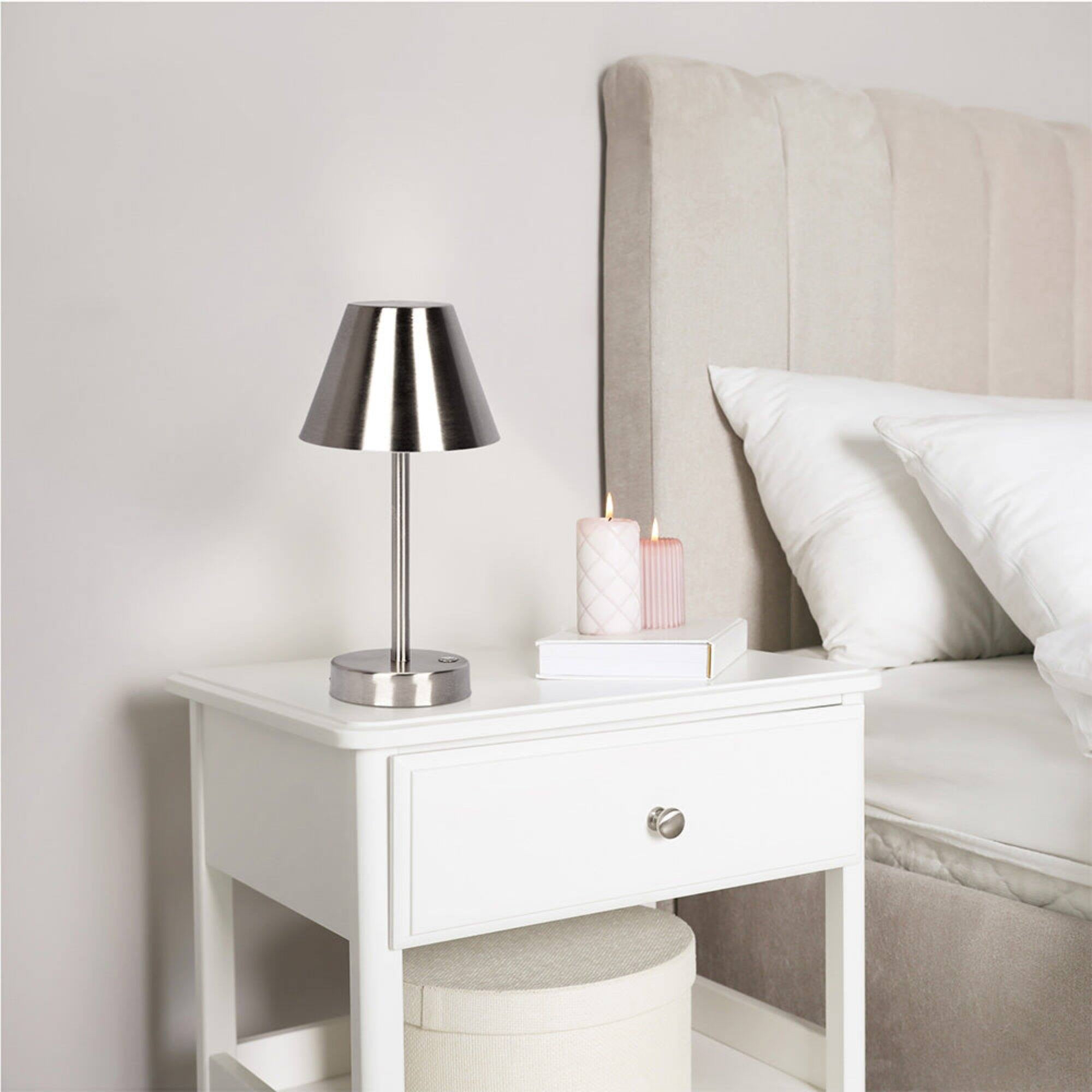 Elegance Rechargeable Led Table Lamp Brushed Nickel Led Touch Switch ...