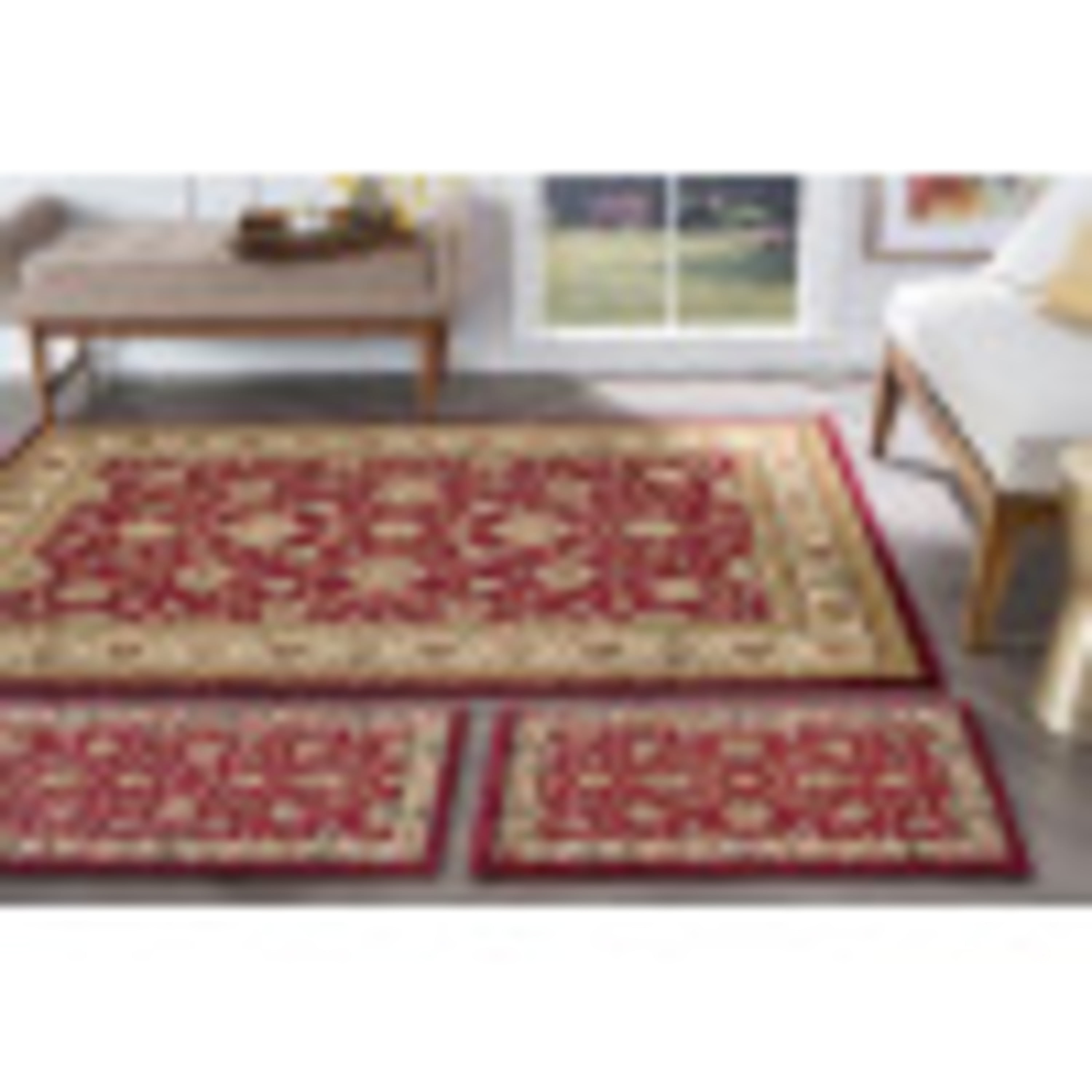 Polypropylene 3-Piece Set Red & Beige Area Rug - Walmart.com